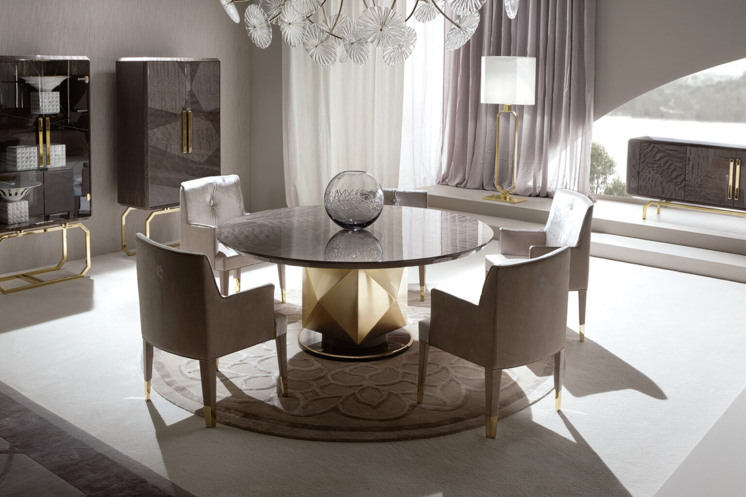 Infinity round table metal base - giorgio collection