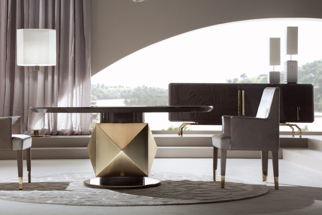 Infinity round table metal base - giorgio collection