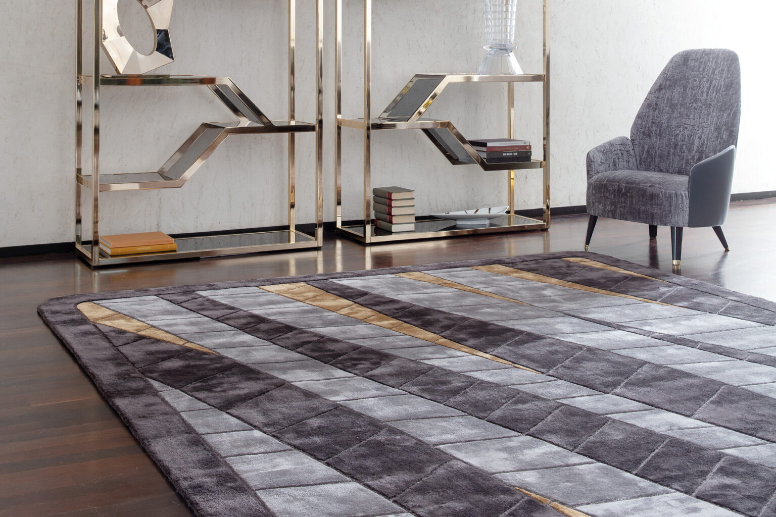 Charisma rectangular golden carpet - giorgio collection