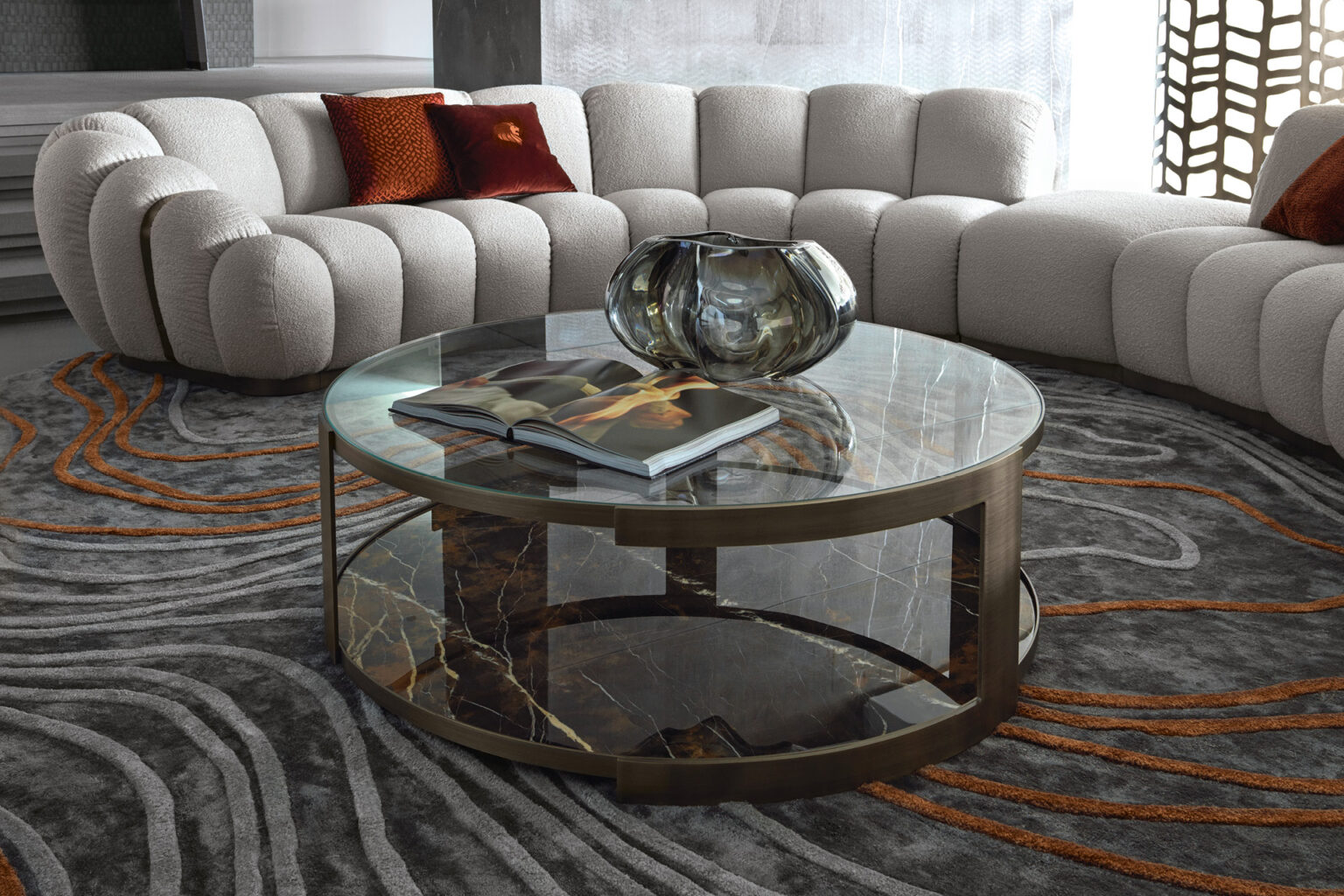 Trésor Round bronzed Cocktail Table - giorgio collection